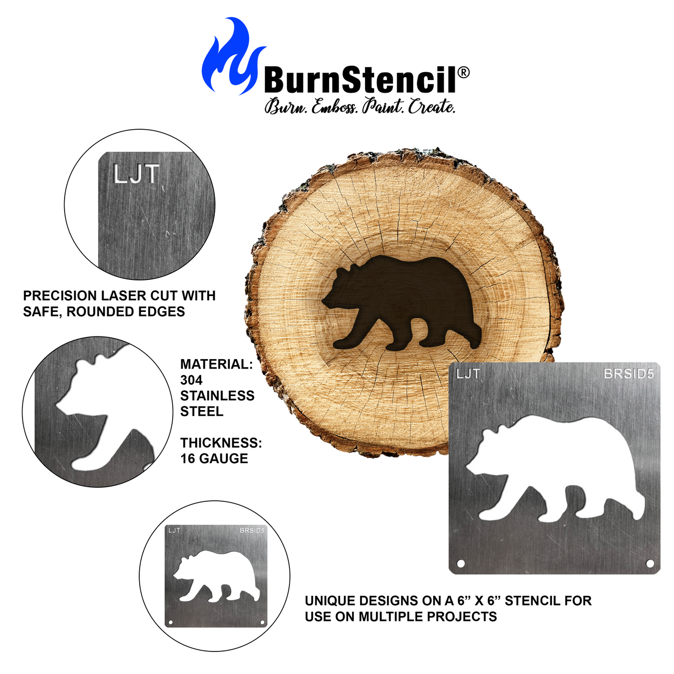 Lumberjack Tools® Wood Burning Stencil - Bear (Side Profile)
